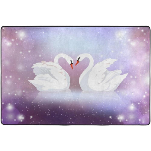 Romantic Pair Of White Swans Area Rug Pad - 36 X 24 Inch - 100% Light ...