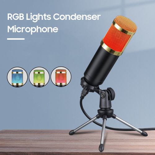 USB Condenser Microphone RGB Colorful Lights Microphone with Tripod ...