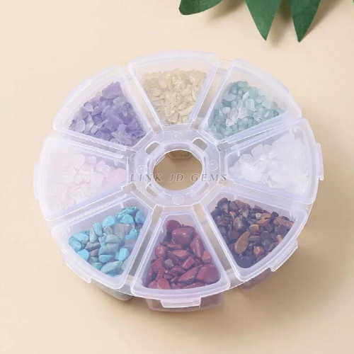 Natural Gravel Crystals Rough Quartz Stone 8 Lattice Round Box Reiki ...