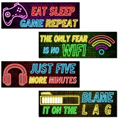 4PSC Video Game Room Sign, Gamer Room Wooden Plaque, Neon Effect Gaming ...