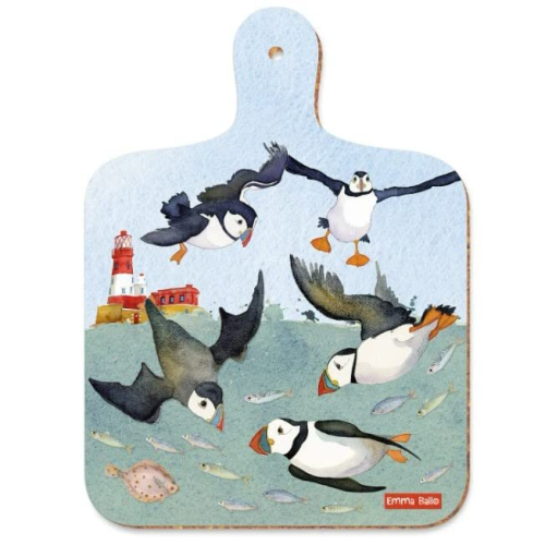 Emma Ball Diving Puffins Colourful Mini Kitchen Chopping Board - 23.5cm ...