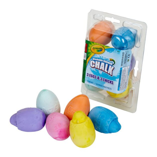 Crayola Washable Sidewalk Chalk 3 Egg & 3 Chick Shaped Chalk 6 Chalk on ...