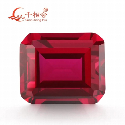 5# red ruby rectangle shape emerald cut artificial Sapphire corundum ...