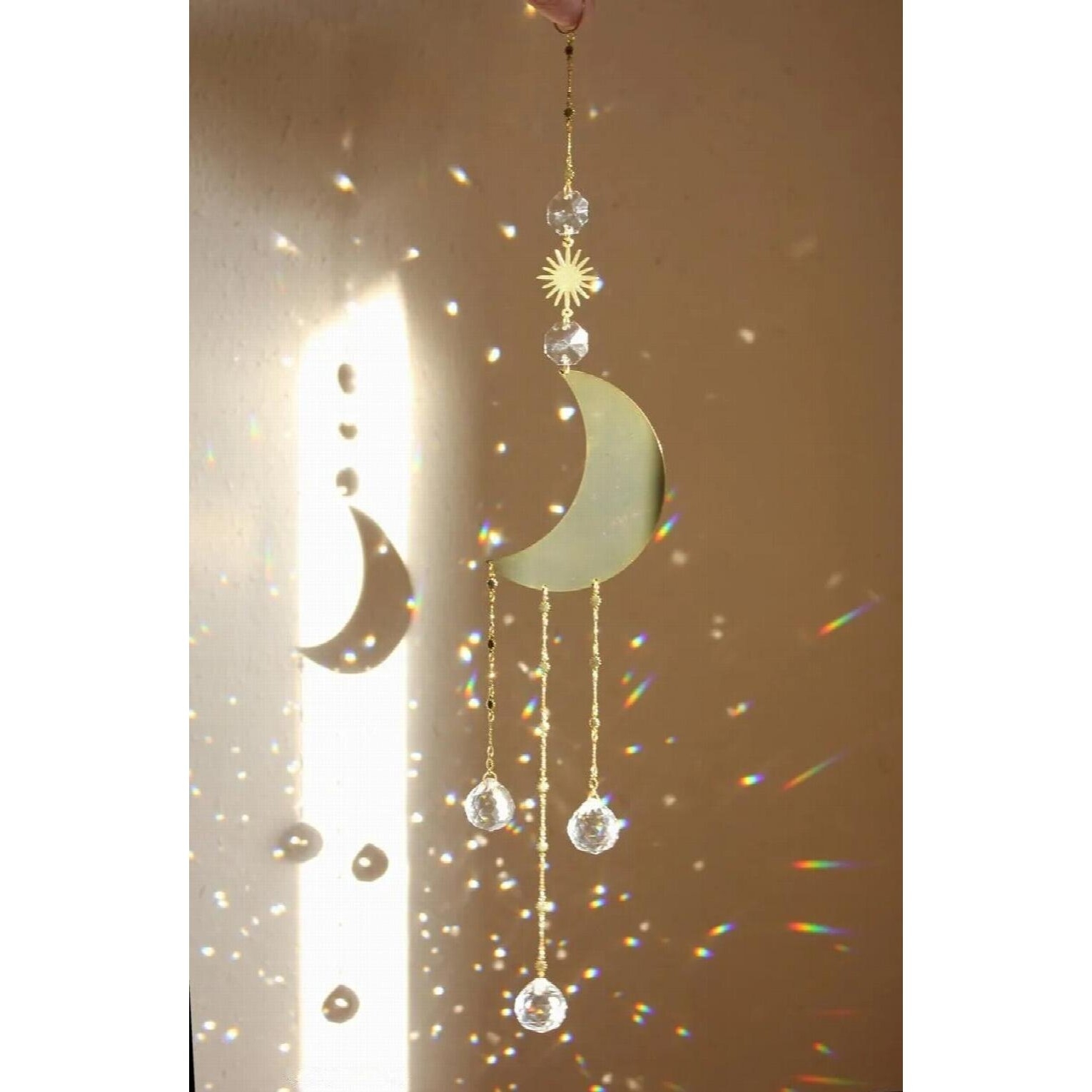Suncatcher Moon Window Crystal Prism home decor Window Deco ...