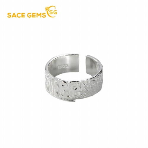 S925 Sterling Silver Ring Irregular Concave and Convex Wide Plate Overlapping Foil Pattern for ...