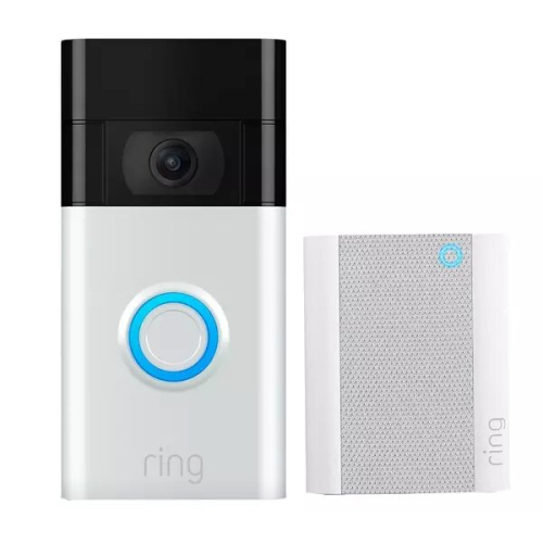 RING Video Doorbell (2nd Gen, Satin Nickel) & Chime (2nd Gen) Bundle on ...