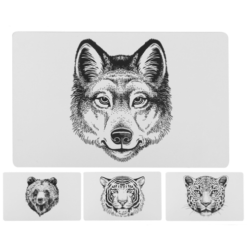 4x Placemats Wild Animals Sketch Plastic Dining Table Mats Large on OnBuy