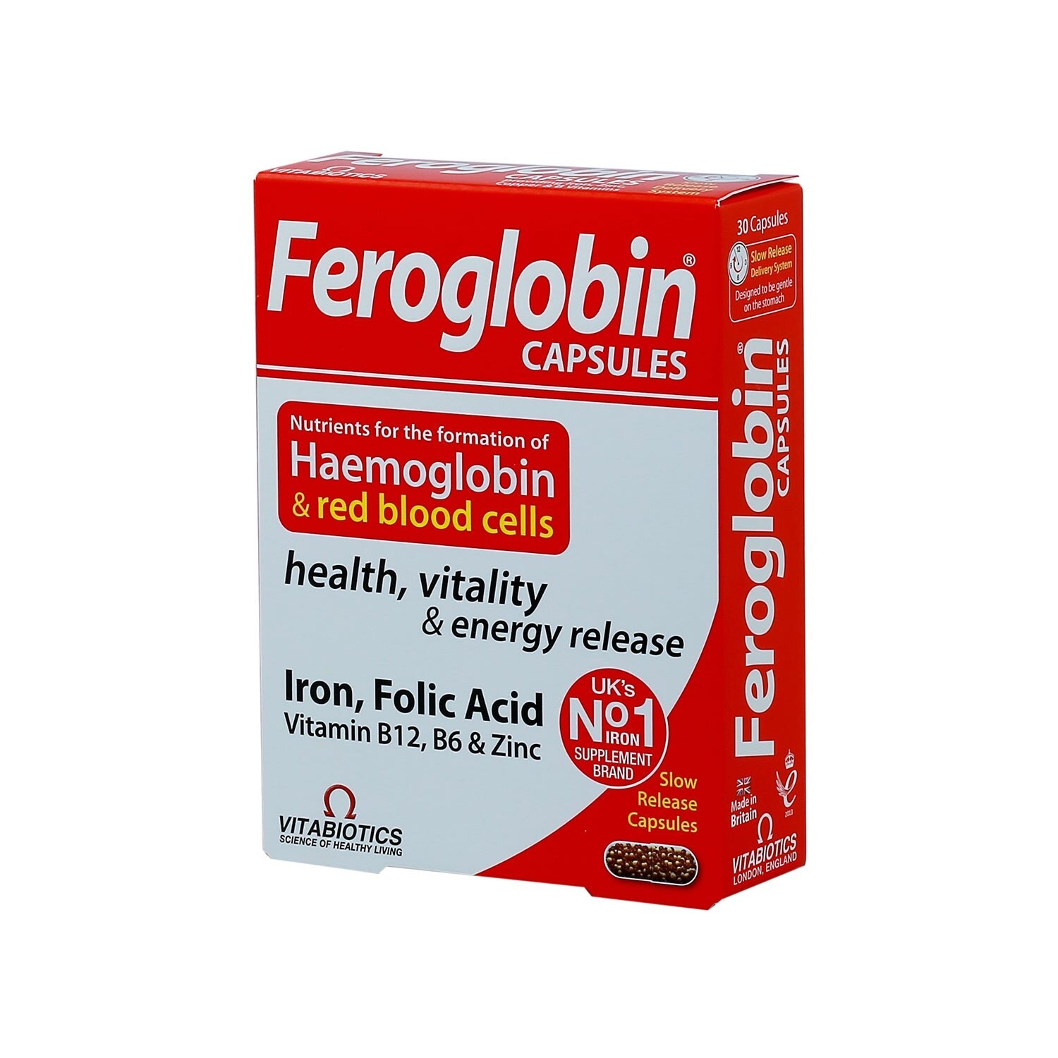 Feroglobin Vitabiotics Organic Vitamin & Mineral 30 Capsules With Iron ...