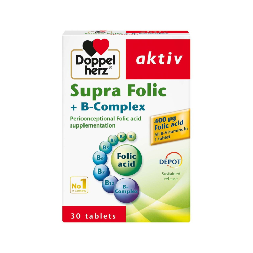 Doppelherz Aktiv Suprafolic + B Complex With Vitamin B1 & B2, Support ...