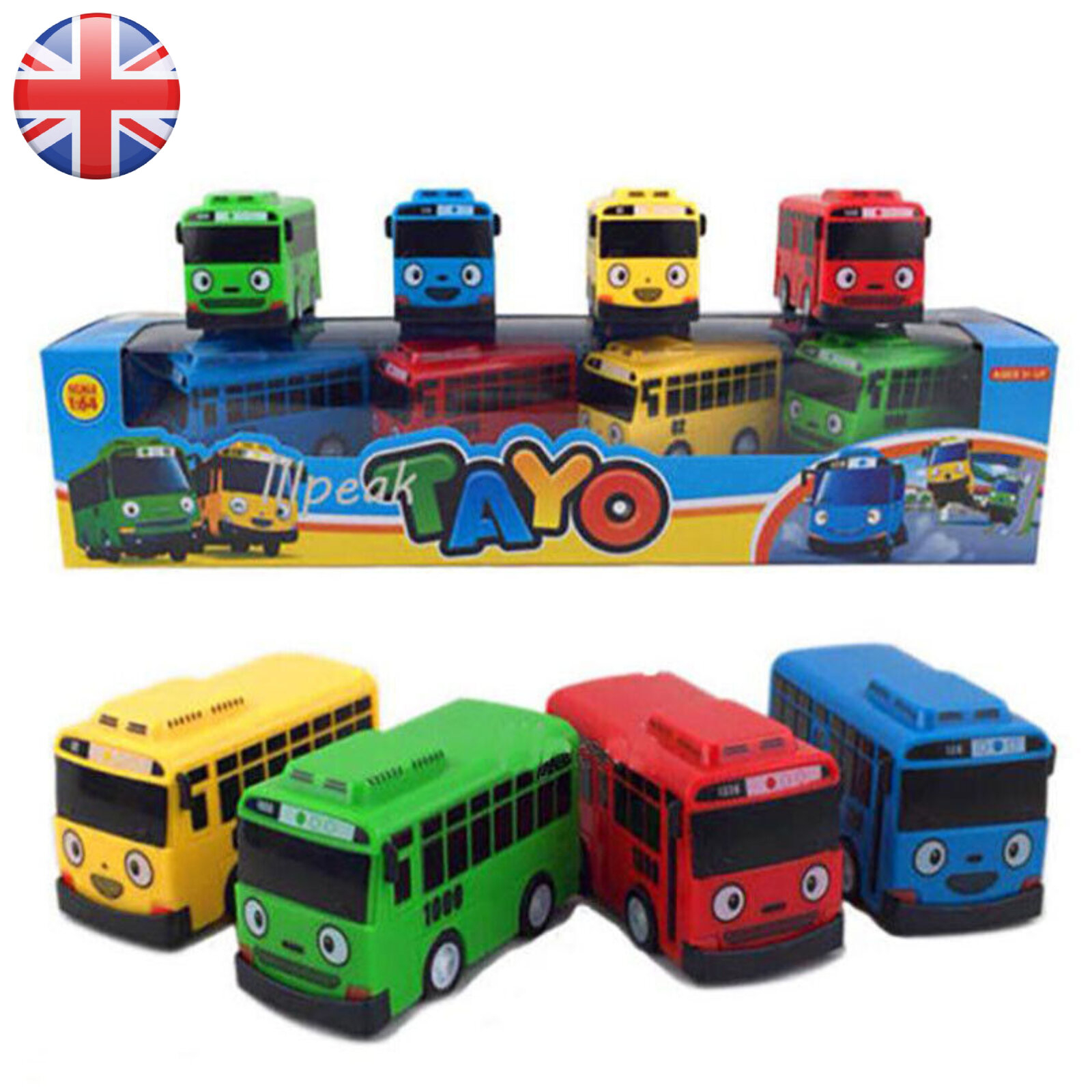 4 Cars Pcs Toy The Little Bus Tayo Friends Mini Special Set Tayo Rogi ...