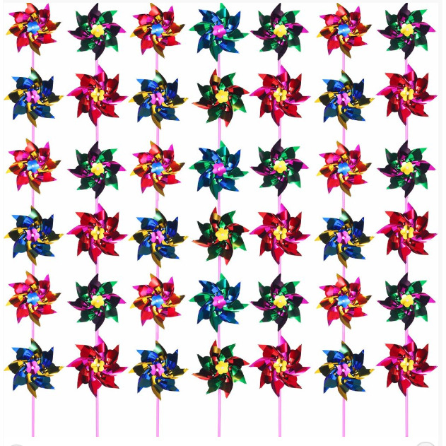 Hestya 50 Pieces Plastic Rainbow Pinwheel, Party Pinwheels DIY Lawn ...