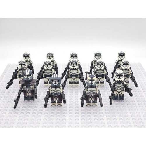 (12pcs Minifigures Set) Star Wars 104th Phase 2 Wolfpack Commander Wolffe Clone Troopers 24pcs ...