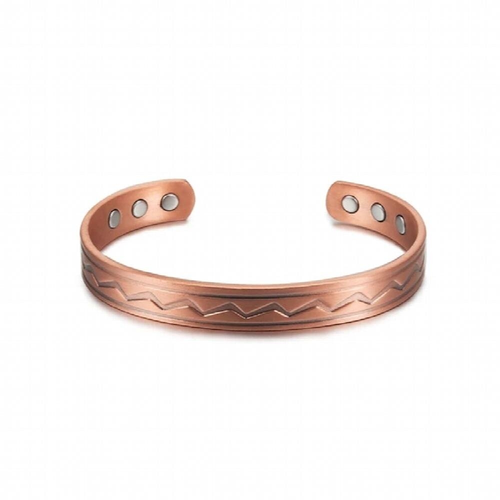 Vintage Pure Copper Bracelet Magnetic Wave Cuff Adjustable Copper Bracelet Men Magnetic Therapy ...