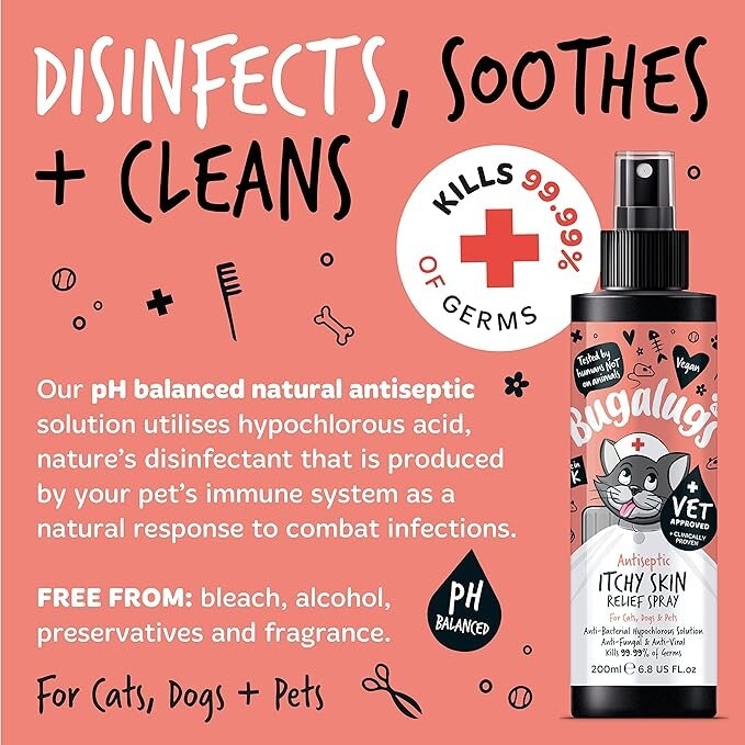BUGALUGS Cat itchy skin relief Antiseptic spray, for kitten, cats ...