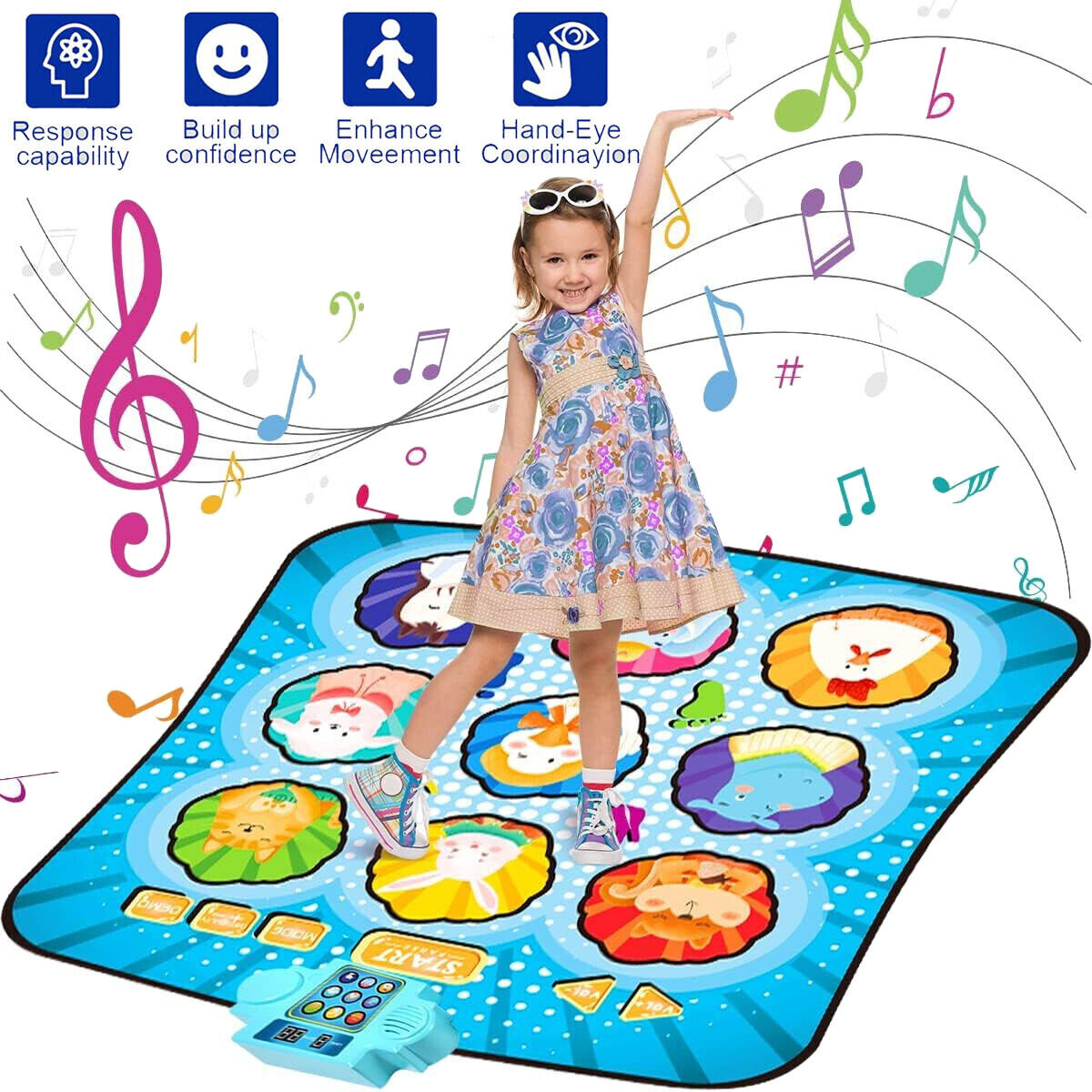 Dance Mat for Girls Toys Kids Dance Mat Music Dance Mat with LED Light ...