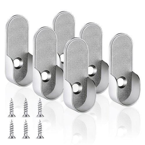 Set of 6 clothes rail brackets, wardrobe tube storage, coat rack, round ...