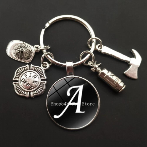 Fire Dept Glass Keychain Fire Extinguisher and Ax Keychain Fire Station ...