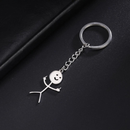 Funny Middle Finger Stickman Keychain Stainless Steel School Bag Car ...