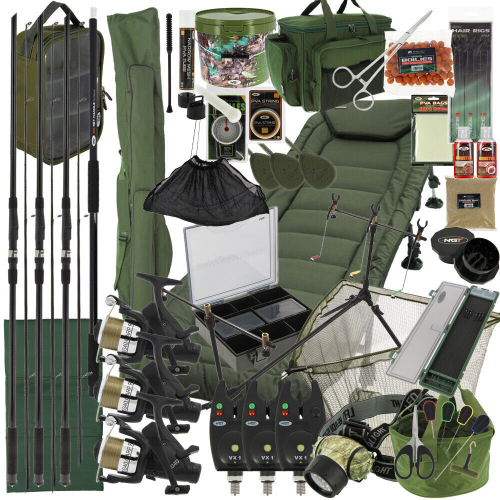 Complete Carp Fishing Set 3x Rods 3x Reels Alarms Tackle Holdall ...