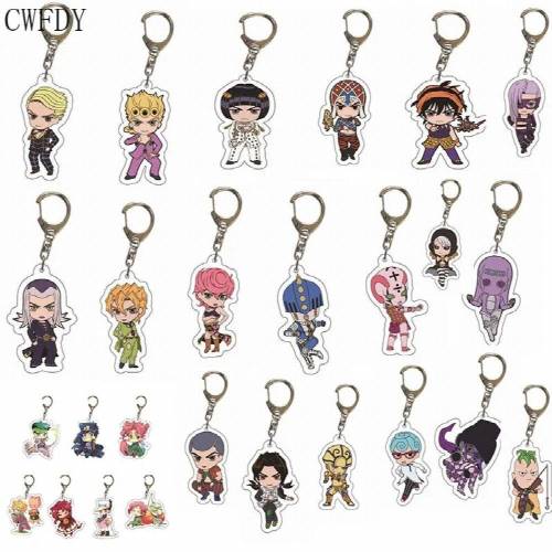 26pcs/lot Anime JoJos Bizarre Adventure Keychain Arcylic Pendant Kujo ...