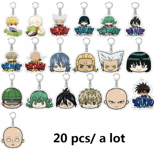 20pcs/lot One Punch Man Keychain Double Sided Saitama Genos Tatsumaki ...