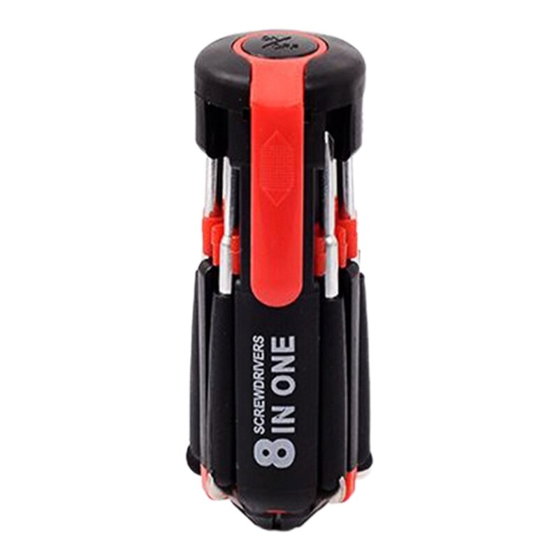 Folding Screwdriver with LED Light 8 in 1 Magnetic Slotted Phillips ...