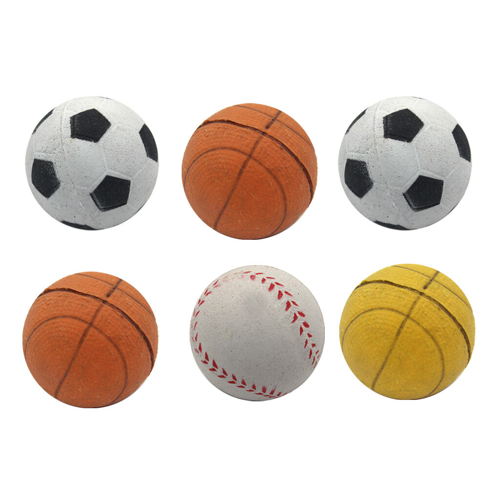 6Pcs Dog Toy Balls Latex Rubber Squeaky Balls Pet Interactive for Play ...