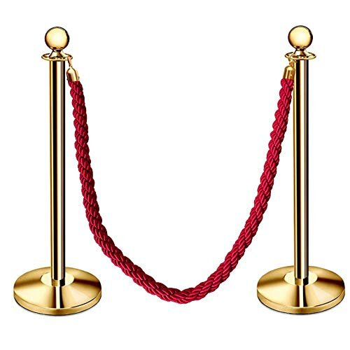 JAVOUKA 1.5m Red Twisted Queue Rope Divider Crowd Control Stanchion ...