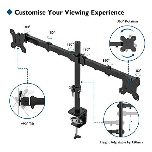 BONTEC Dual Monitor Mount for 13-27 inch LCD LED Screen, Tilt Swivel ...
