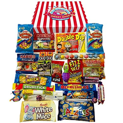 Retro Sweets Gift Box: Candy Striped Old Fashioned Sweets Selection Hamper: Birthday Present for ...