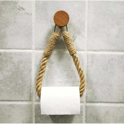 Self Adhesive Chunky Rope Toilet Roll Holder, Shabby Chic Loo Paper ...
