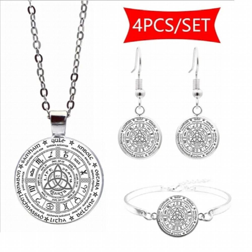 Celtic Wheel of The Year Art Photo Jewelry Set Glass Pendant Necklace ...