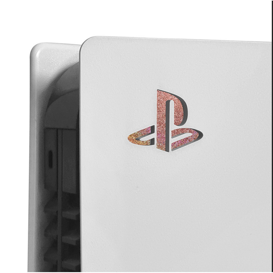 (Rose Gold Glitter) 2pcs For PS5 Retro Playstation Logo Console Vinyl ...