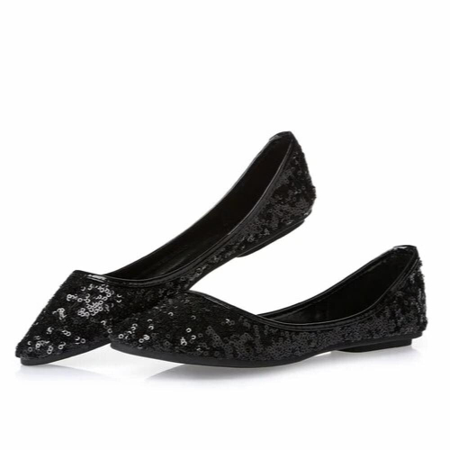 spring flat heel womens shoes sequin banquet wild models flat bottom ...