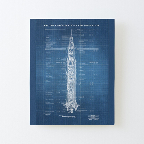 Canvas Print Only Apollo Saturn V Blueprint in High Resolution (light ...