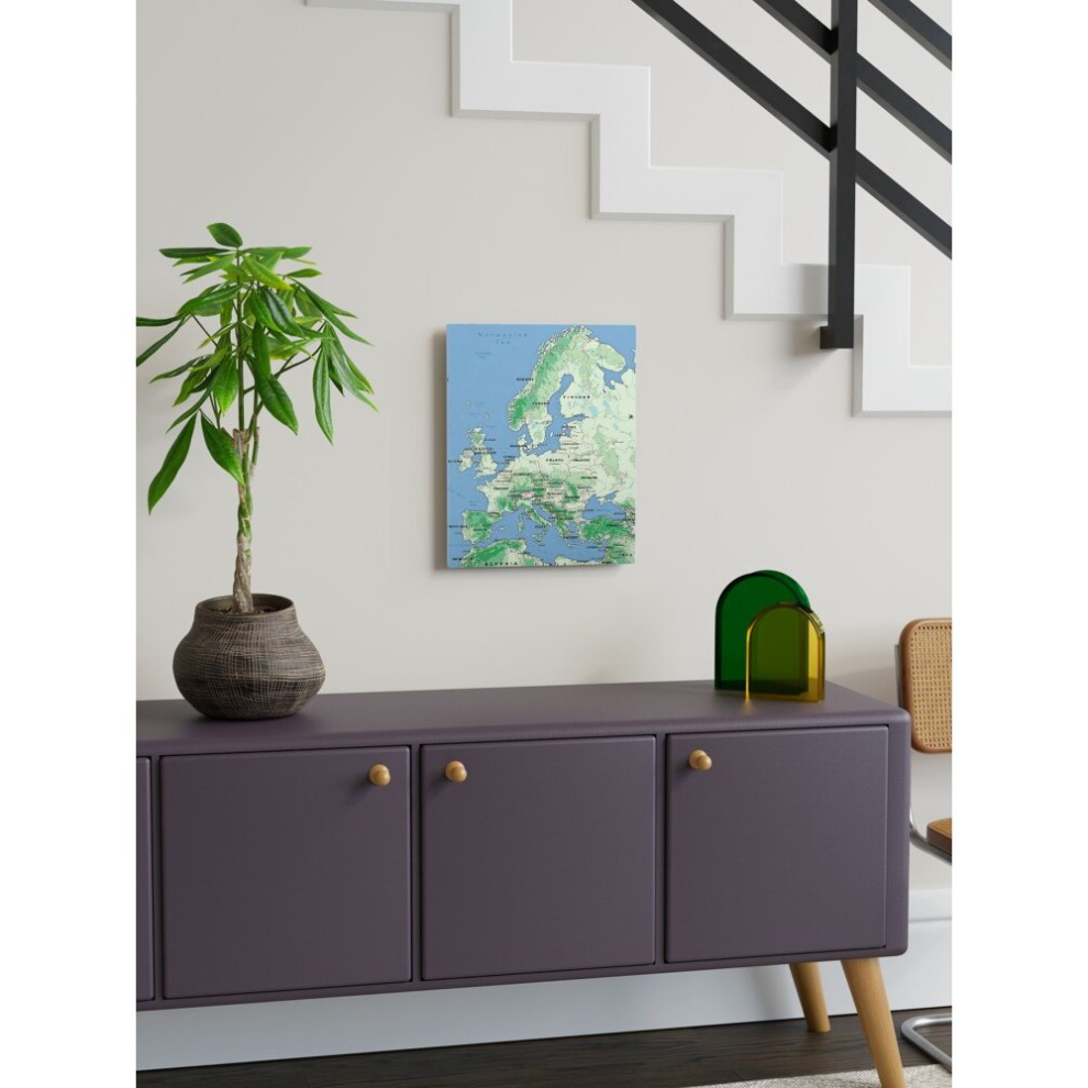 Canvas Print Only detailed physical map of EUROPE topographic map of ...