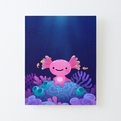 Canvas Print Only Coral axolotl Poster Wall Art Room Decor 16x20 inch ...