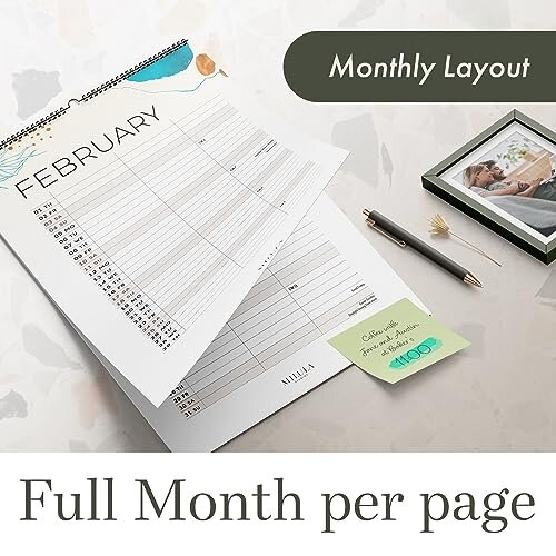 Calendar 2024 Modern Wall Calendar - Monthly 2024 Calander in A4 ...