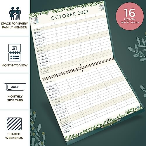 Boxclever Press Family Home Planner 2023-2024. 16 Month Family Calendar ...