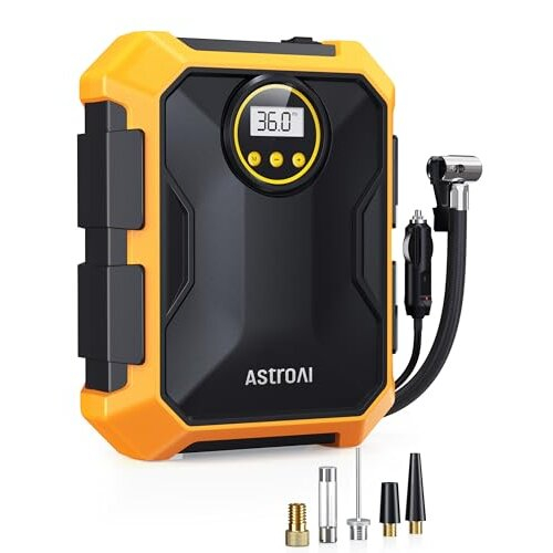 AstroAI Tyre Inflator 12V DC Portable Air Compressor Car Accessories Auto Tyre Pump 100PSI with LED Light Digital Air Pump for Car Tyres Bicycles on OnBuy