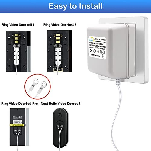 Doorbell Transformer 24V500MA, Visual Doorbell AC Power Adapter ...