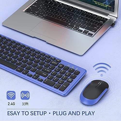 Wireless Keyboard and Mouse Set, 2.4 GHz Wireless USB Keyboard and ...