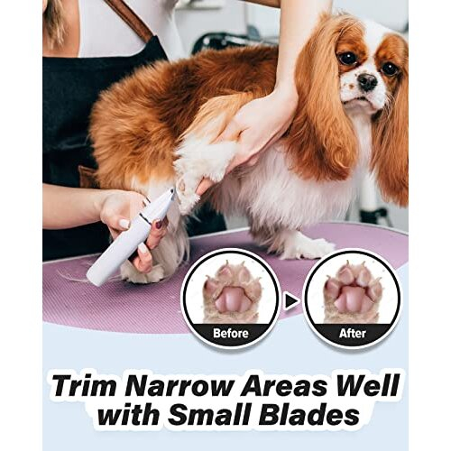 Casfuy Cordless Dog Paw Trimmer Low Noise Dog Clippers with Double Blades USB Rechargeable Grooming Clipper for Dogs Cats and Small Pets for