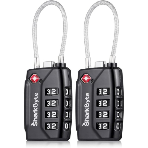 SharkByte TSA Suitcase Locks - 4-Dial Security Travel Combination ...