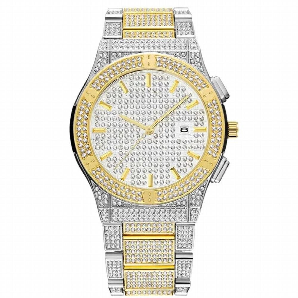 Missfox Big Silver Mens Watch Quartz Diamond Watch Men Top Calender ...