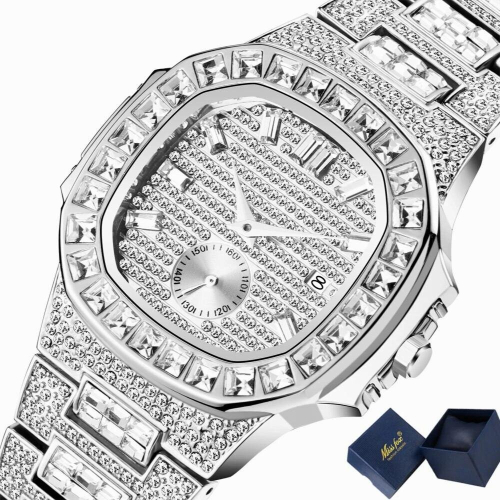 Iced Out Watch Men Hip Hop Full Bling Diamond Mens Quartz Watches Man ...