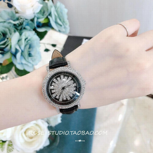 Women Rotating Watch Full Diamond Rotation Dial Iced Out Female Vintage ...