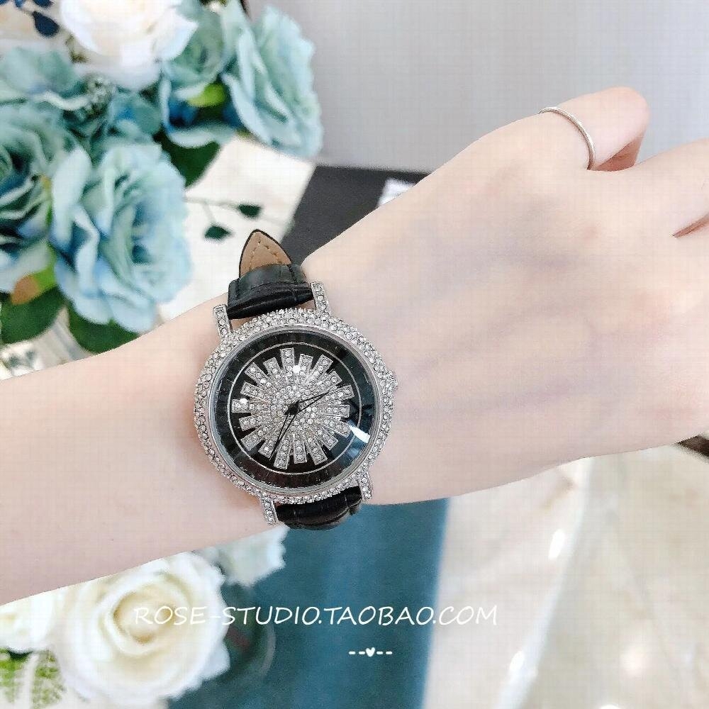 Women Rotating Watch Full Diamond Rotation Dial Iced Out Female Vintage ...