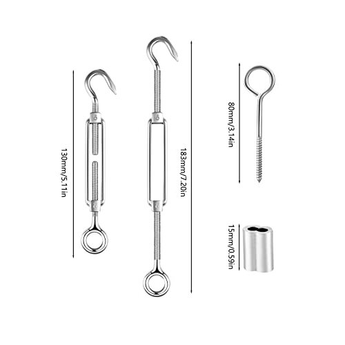 TooTaci Turnbuckle Wire Tensioner Kit,M5 Turnbuckle Hook and Eye and Vine Eyes for Climbing ...