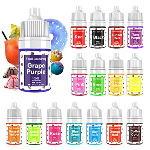 Food Colouring ? 16 Liquid Food Colours Set for Cakes Baking, Biscuits ...